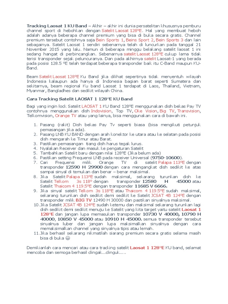 Tracking Laosat 1 KU Band | PDF