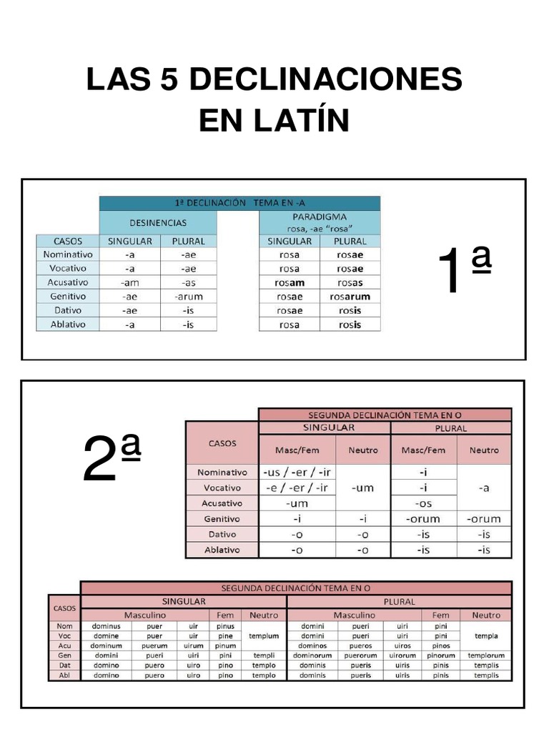 Las 5 declinaciones en latín | PDF