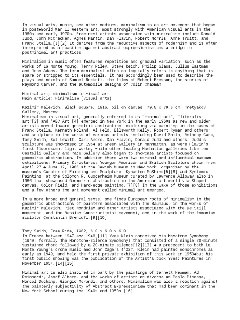 Minimalism | PDF | Minimalism | Art Movements
