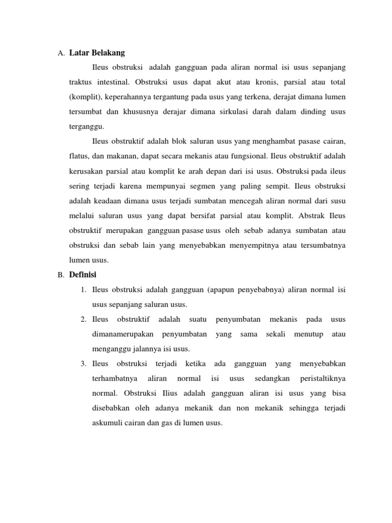 Ileus Obstruktif: Etiologi dan Jenis-Jenis Obstruksi Usus | PDF