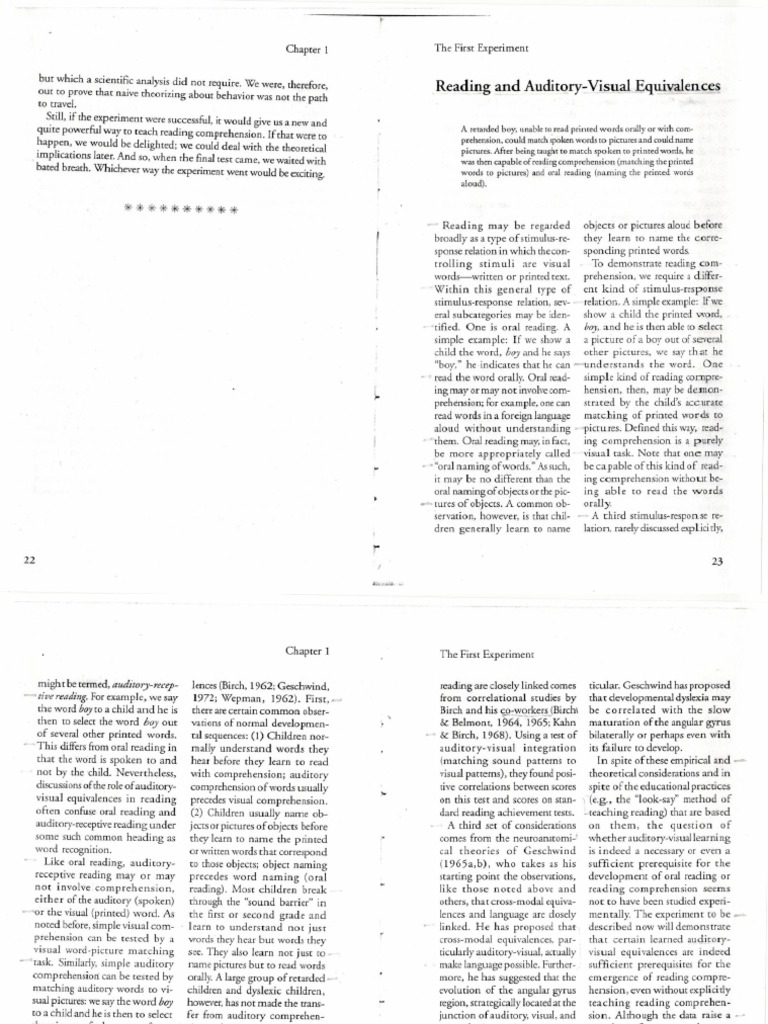 Reading and Auditory-Visual Equivalences | PDF