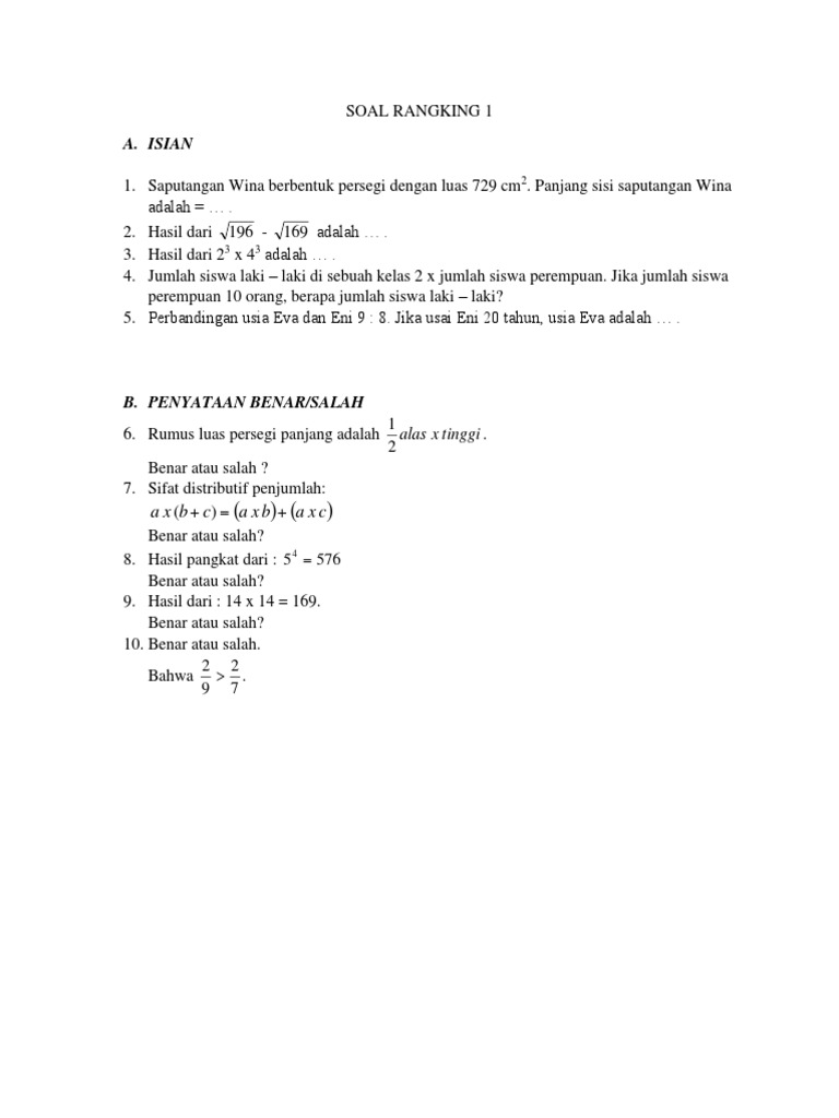 Soal Rangking 1 | PDF