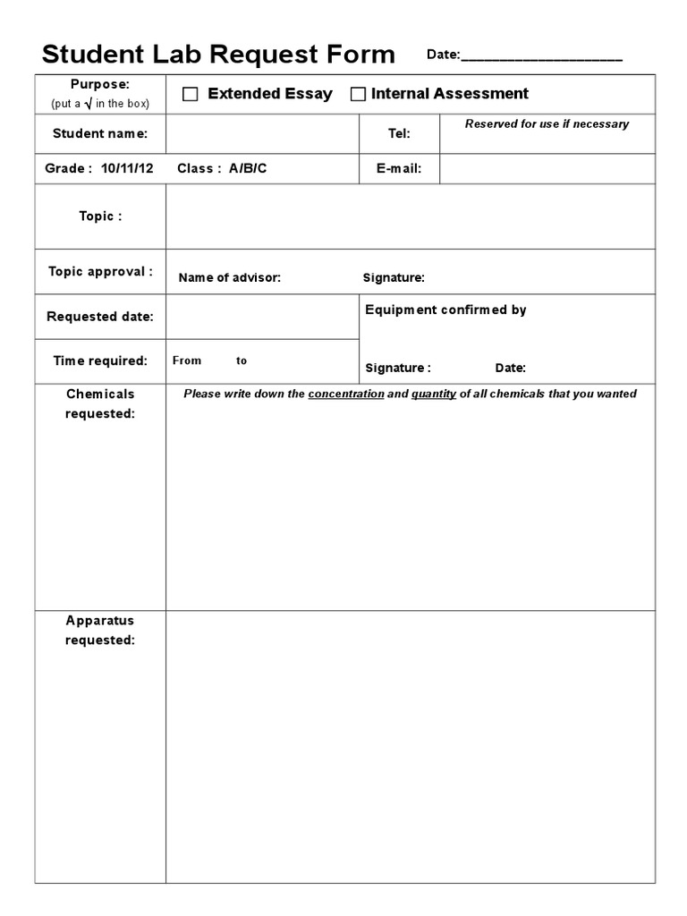 Student Lab Request Form Jan2018 | PDF