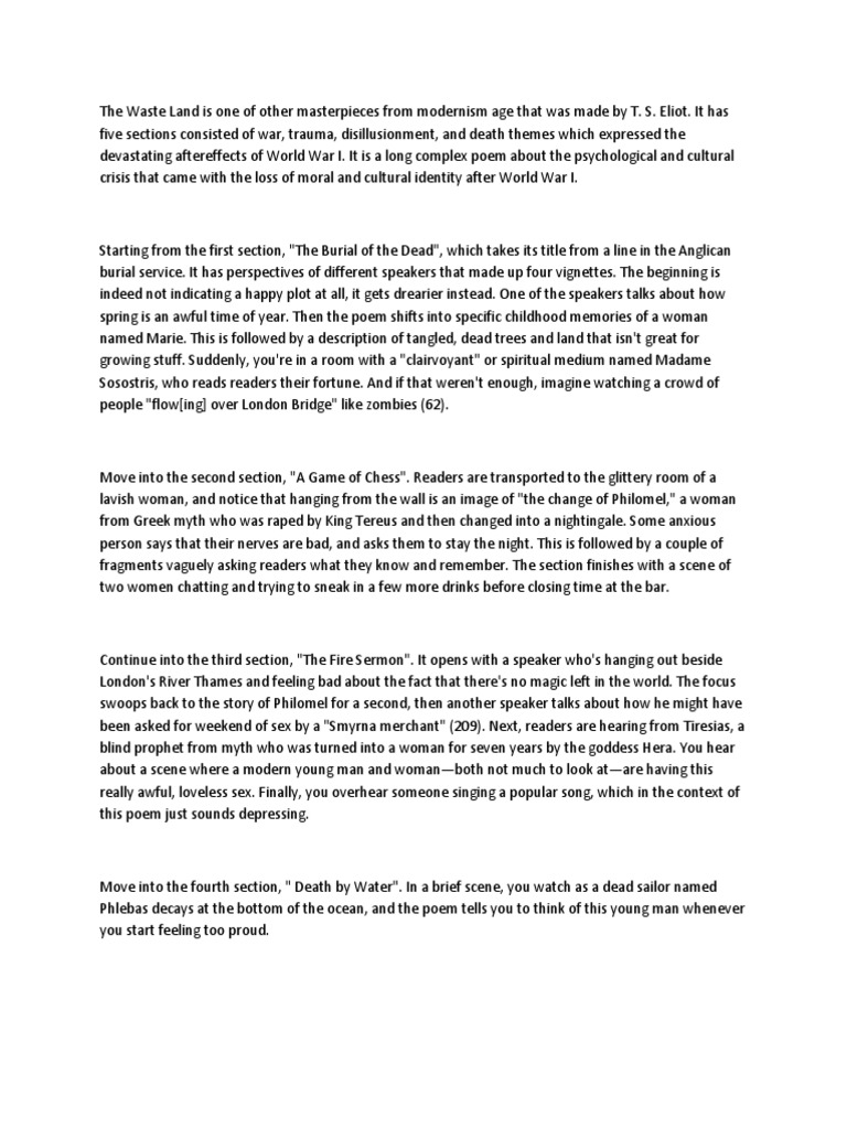 Analyzing T.S. Eliot's The Waste Land | PDF | T. S. Eliot