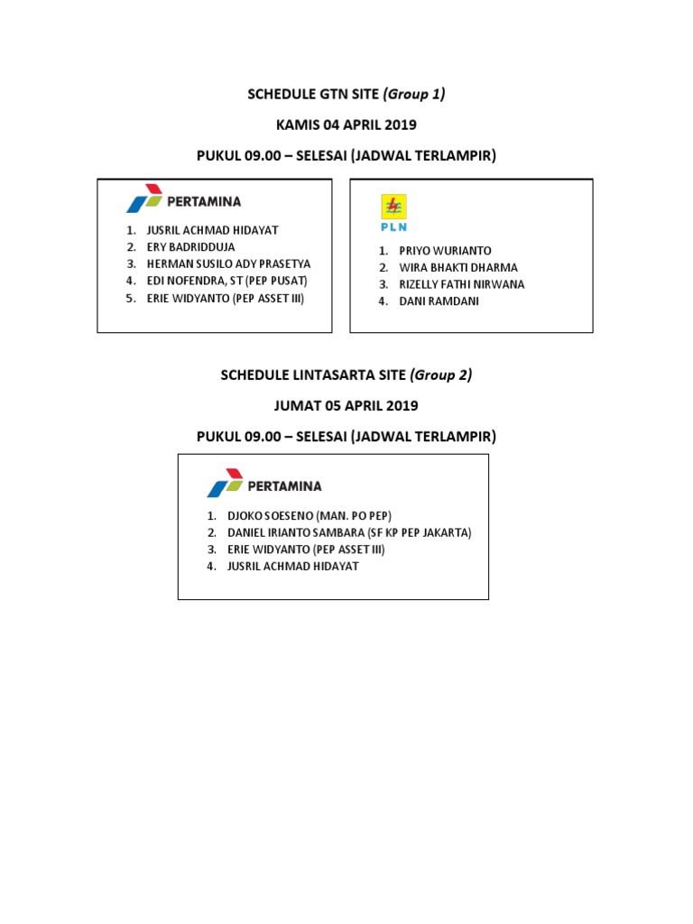 Schedule GTN Site | PDF