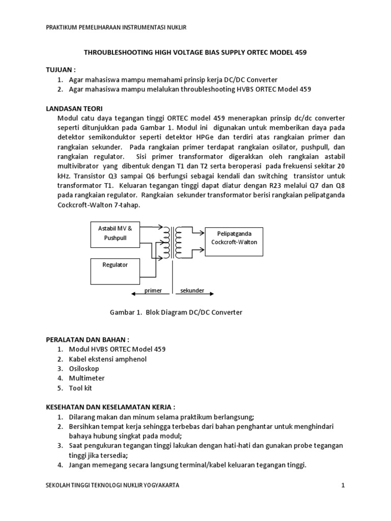 Throubleshooting High Voltage Bias Supply Ortec Model 459 | PDF