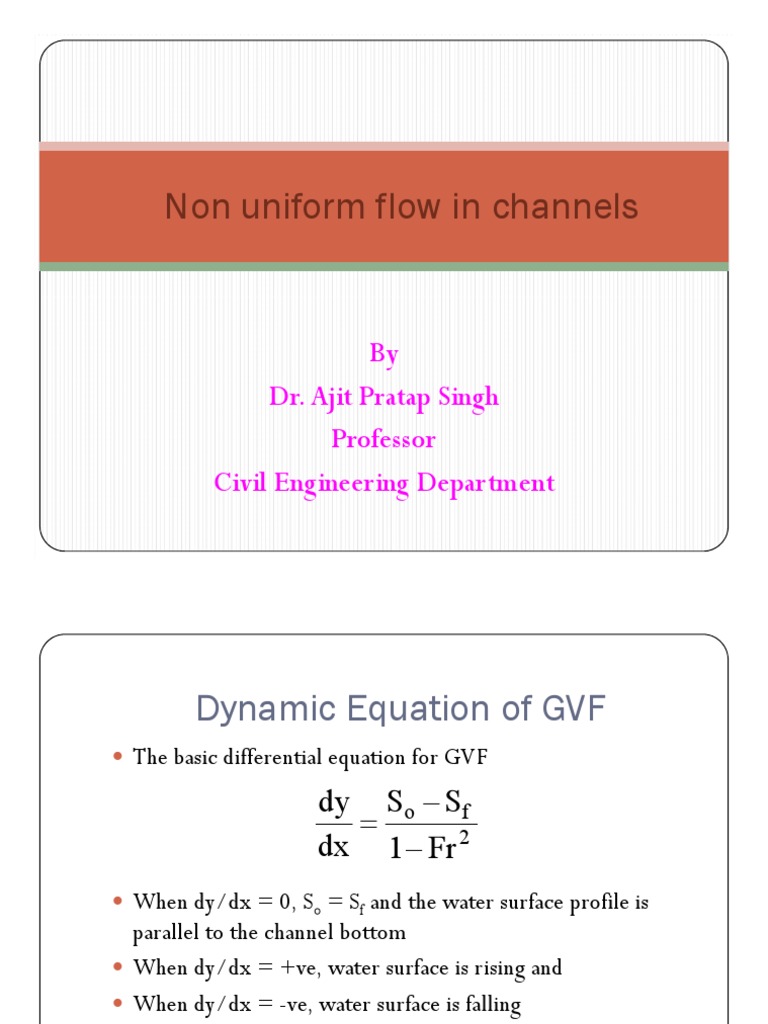 Non-Uniform Flow in Channels PDF | PDF | Momentum | Spillway
