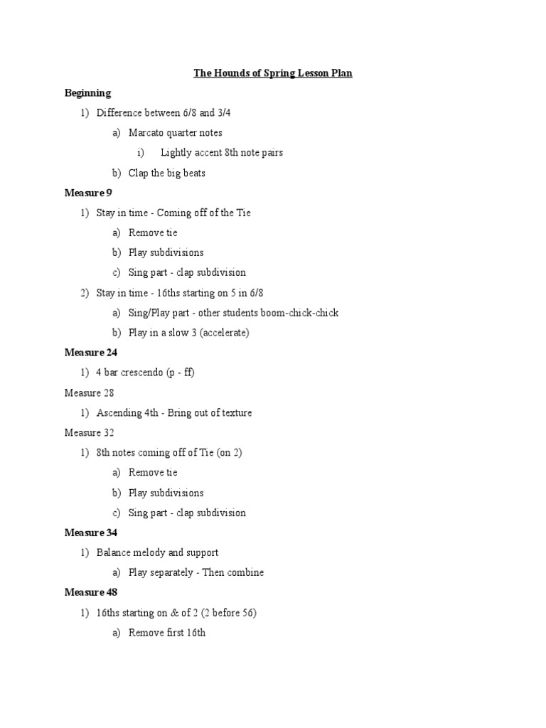 The Hounds of Spring Lesson Plan Beginning | PDF