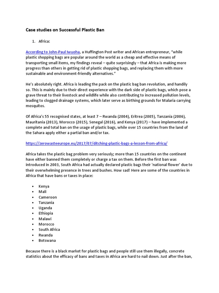 Case Study On Plastic Bans | PDF | Reuse | Recycling