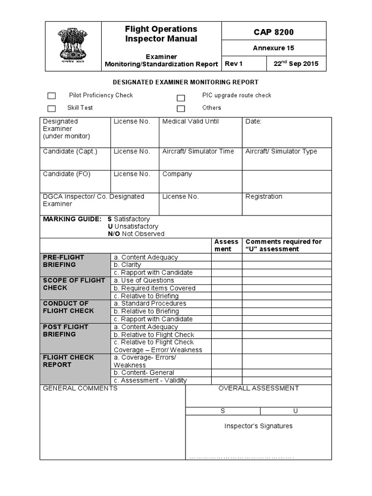 Flight Operations Inspector Manual CAP 8200 | PDF