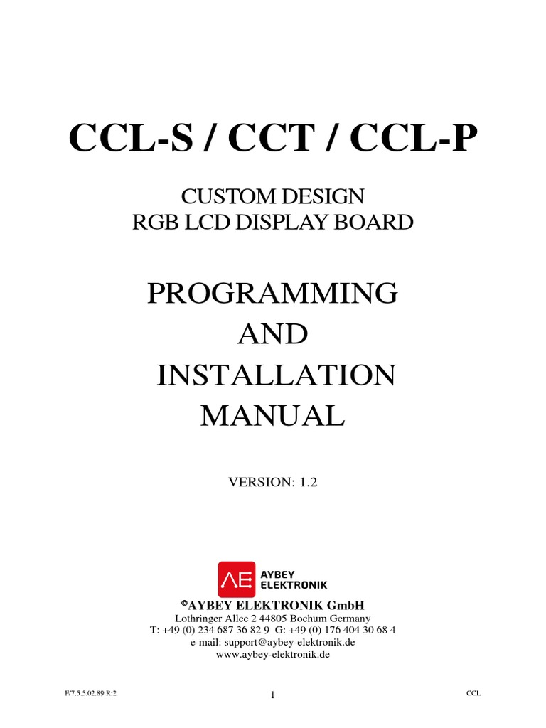 CCL-S / CCT / CCL-P: Programming AND Installation Manual | PDF | Color ...