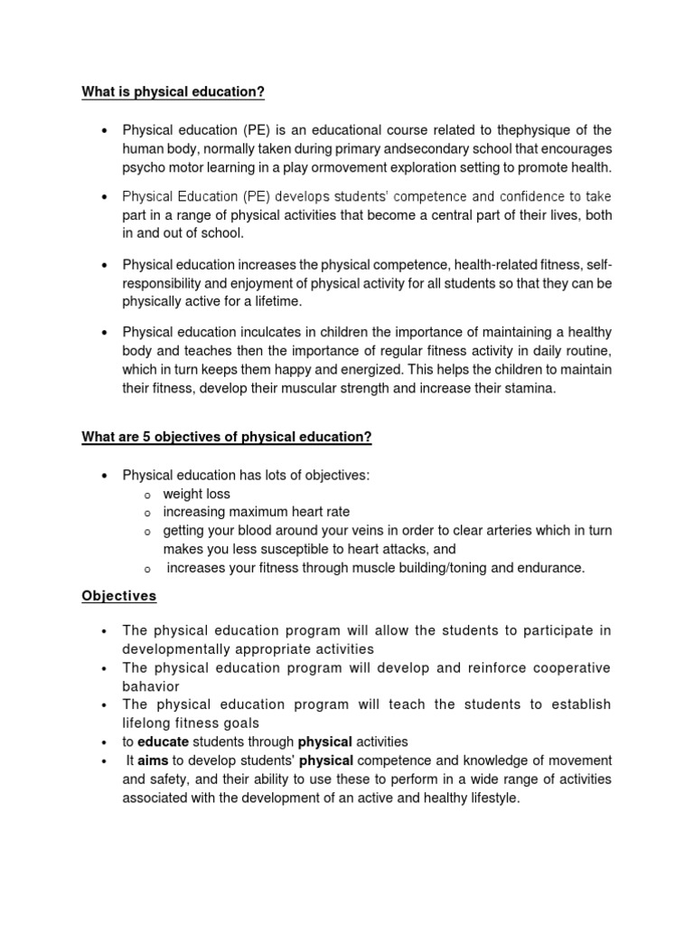 A Comprehensive Overview of Physical Education: Its Objectives, Phases ...