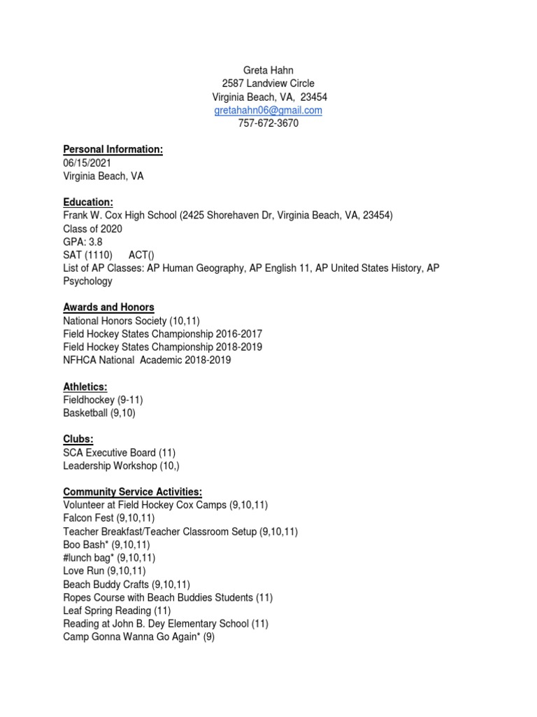 Academic Resume 11th | PDF | Schools | Behavior Modification