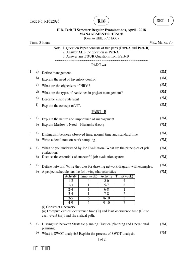 II B. Tech II Semester Regular Examinations, April - 2018 Management ...