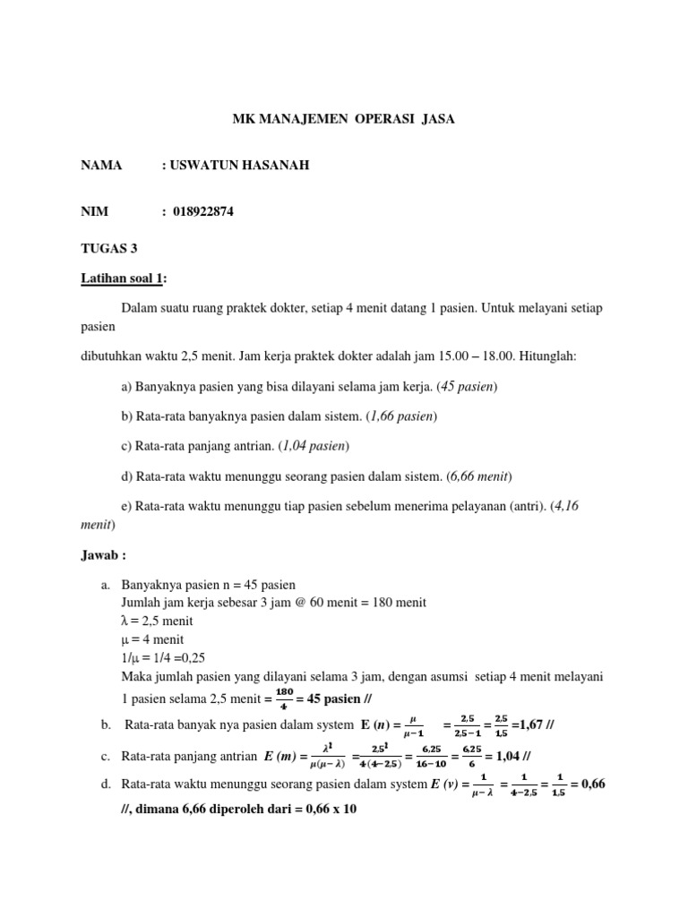 Tugas 3 Manajemen Operasi Jasa | PDF