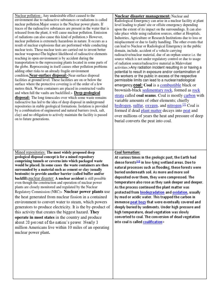 Nuclear Disaster Management: Near-Surface Disposal:-Coal | PDF ...