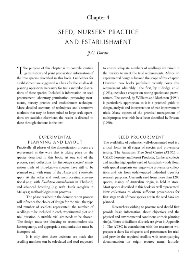 Seed Procurement and Nursery Practices | PDF | Seed | Germination