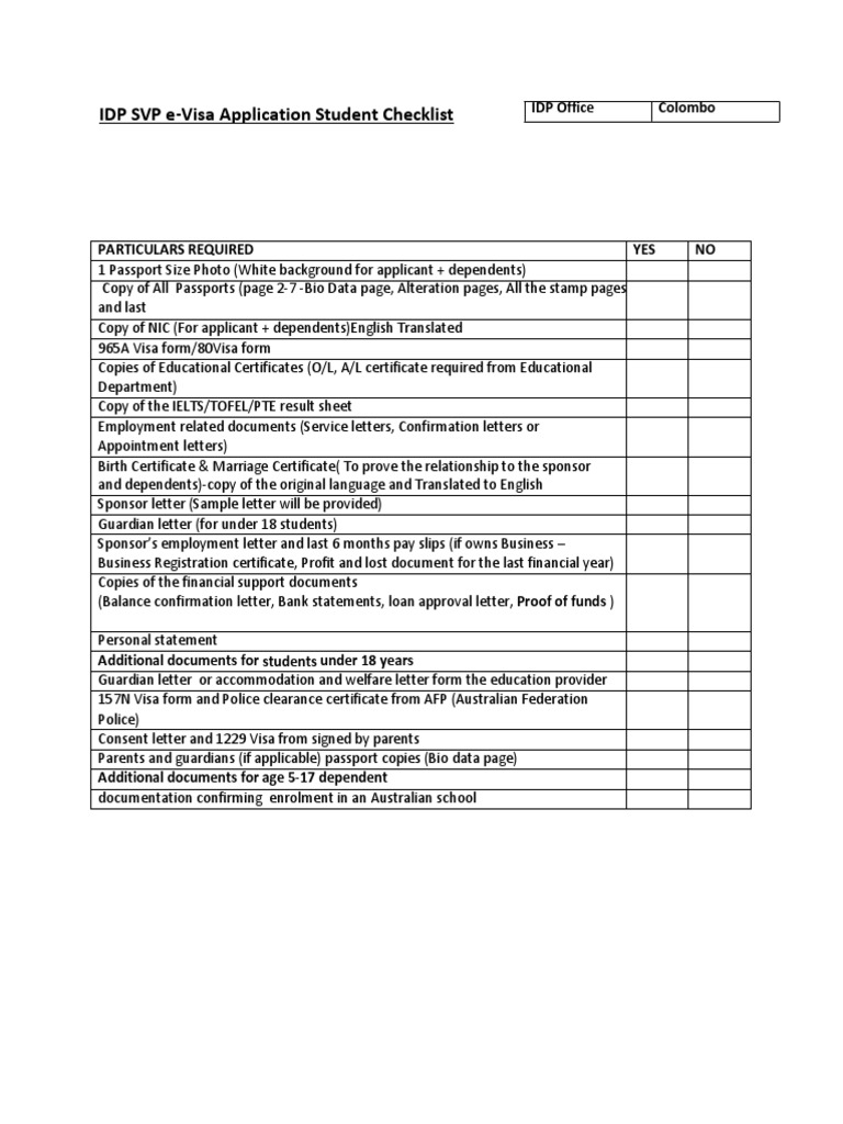 Student e-Visa Application Checklist | PDF | Deposit Account | Visa Inc.