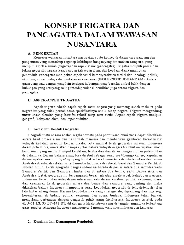 Trigatra dan Pancagatra dalam Wawasan Nusantara | PDF