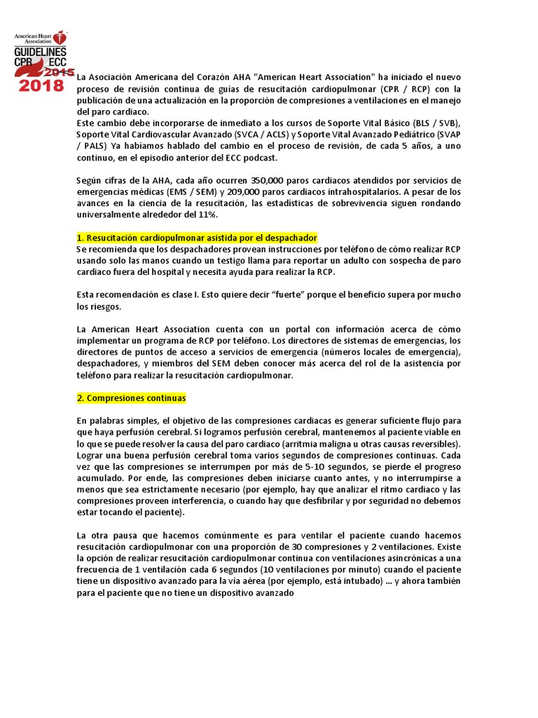 Acls 2018 | PDF | Reanimación cardiopulmonar | Paro cardíaco