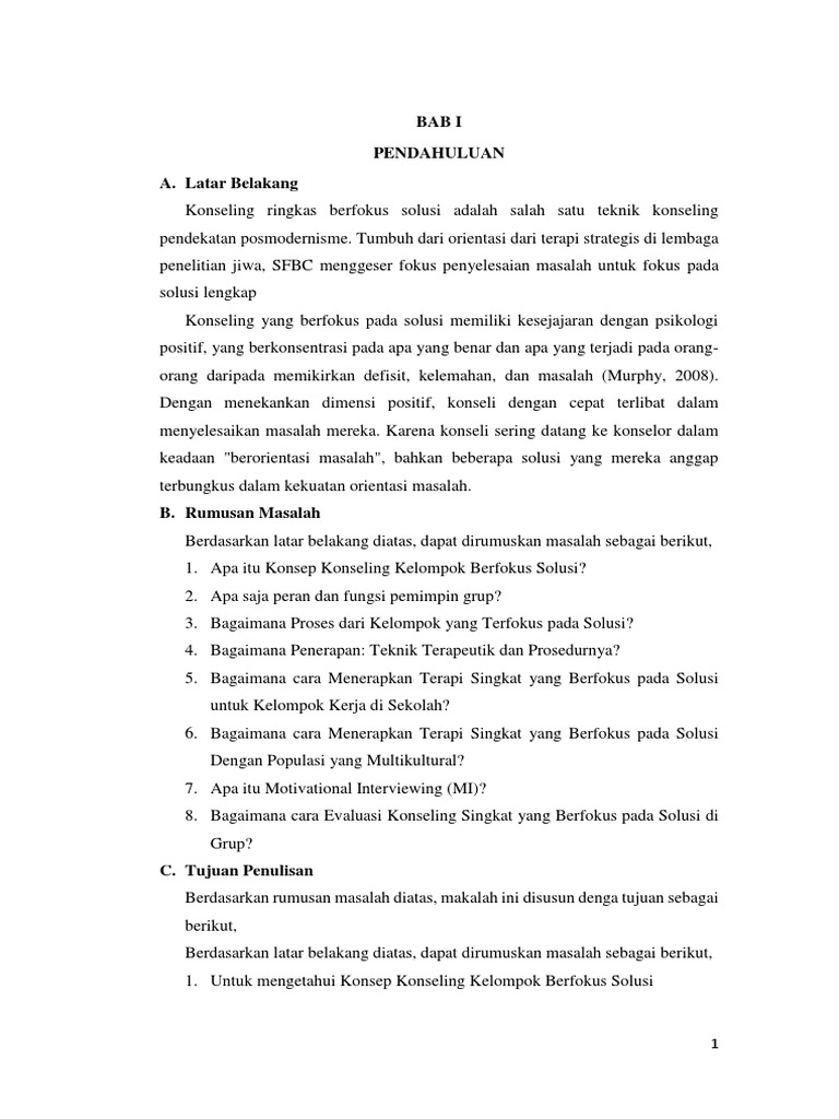 Konsep Konseling Kelompok Berfokus Solusi | PDF