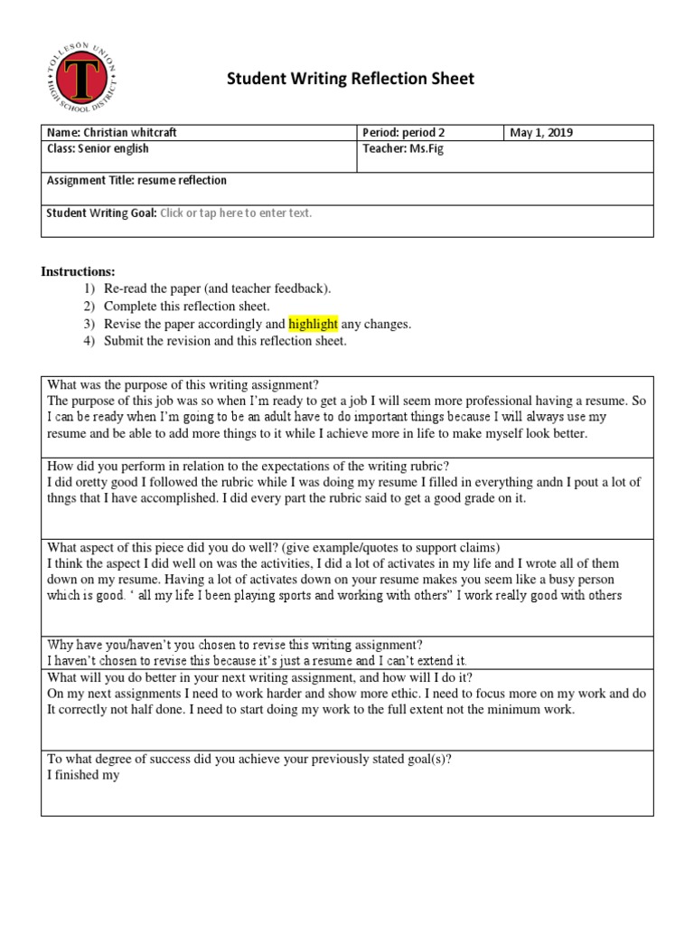 q1 End Unit Reflection | PDF