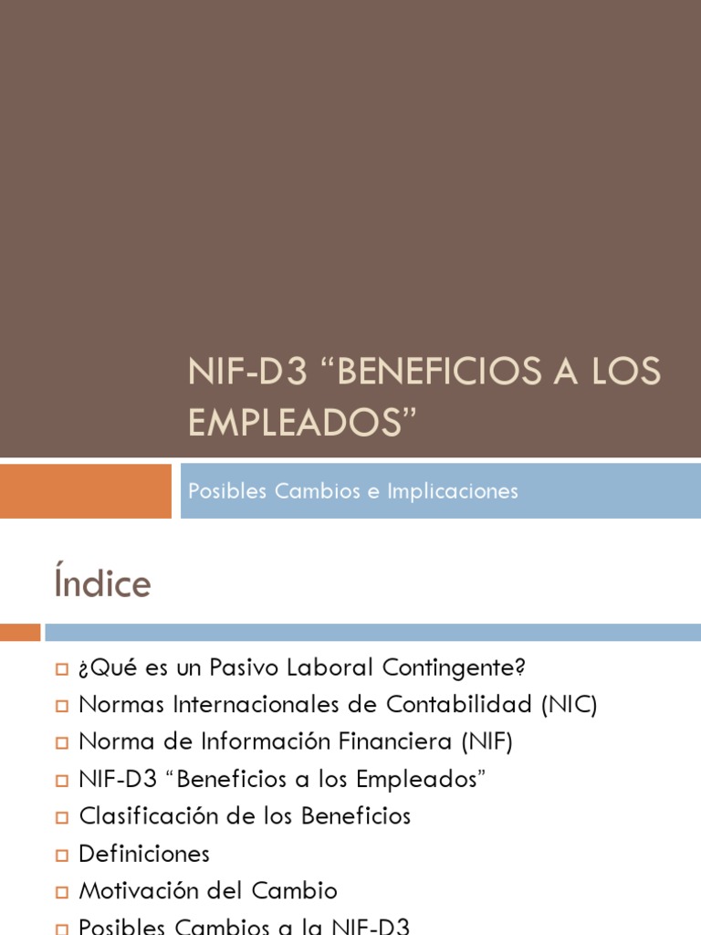 Nif-D3 “Beneficios A Los Empleados”: Posibles Cambios e Implicaciones ...