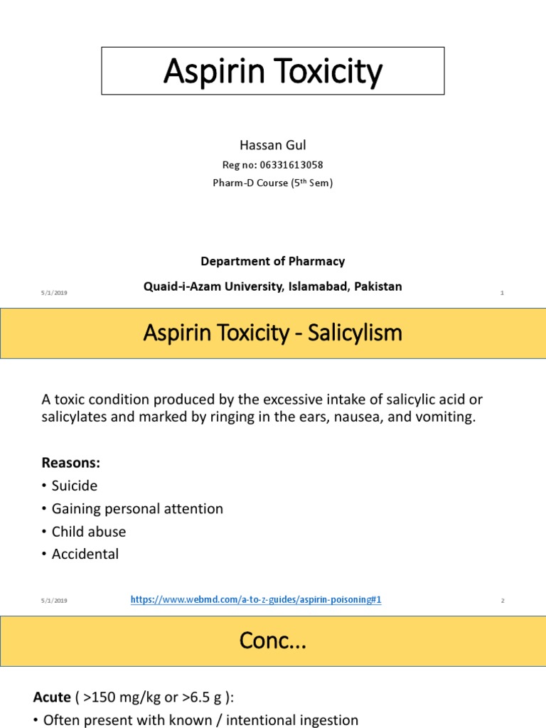 Aspirin Toxicity: Hassan Gul | PDF | Medical Specialties | Clinical ...