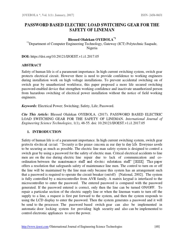 Password Based Circuit Breaker | PDF | Capacitor | Voltage
