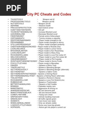 Ultimate Vice City Cheat Codes