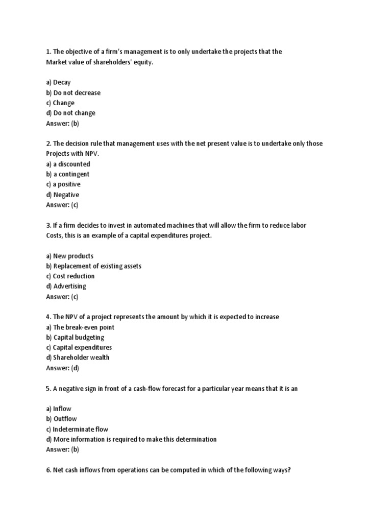 Chapter 6 Answer Sheet | PDF | Net Present Value | Internal Rate Of Return