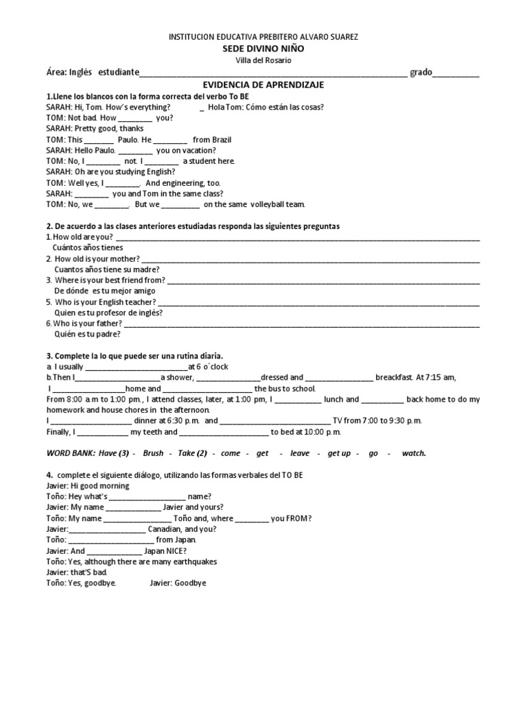 Daily English Practice: Using Verbs "To Be | PDF