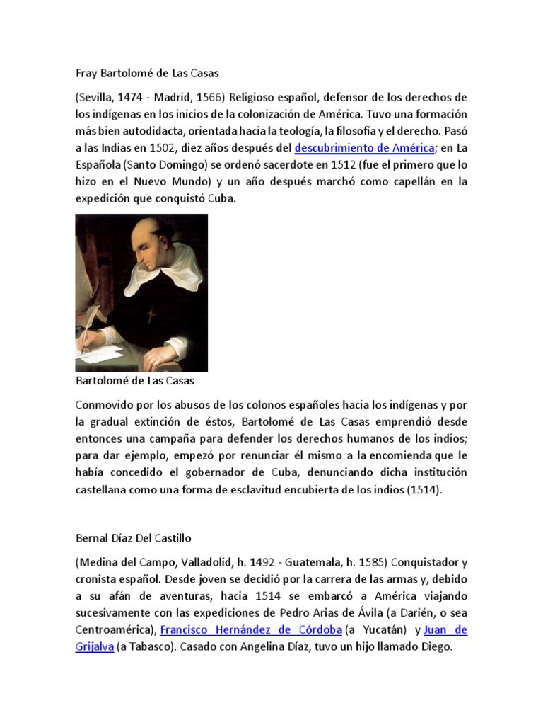 Fray Bartolomé de Las Casas | PDF | Edad del descubrimiento | Pueblos ...