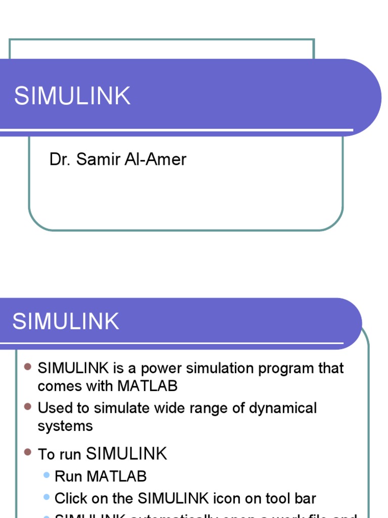 Simulink: Dr. Samir Al-Amer | PDF | Matlab | Parameter (Computer Programming)