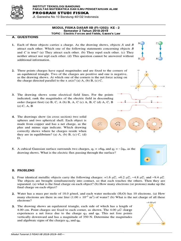 Modul Tutorial 1 Fidas IIB-2018-2019-English | PDF | Electric Charge | Flux