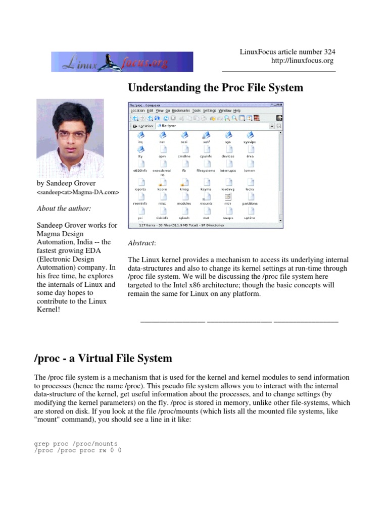 Understanding The Proc File System | PDF | File System | Computer File