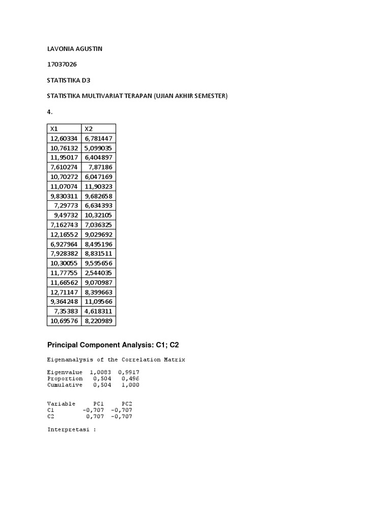 Principal Component Analysis: C1 C2 | PDF | Standard Score | F Test