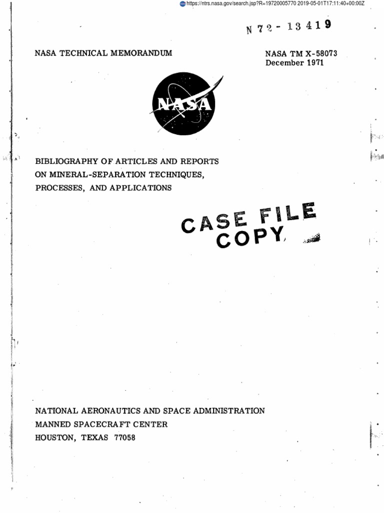 Nasa Technical Memorandum NASA TMX-58073 December 1971 | PDF ...