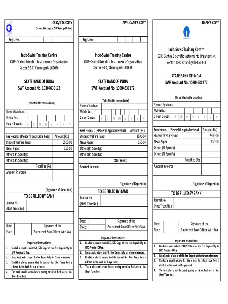 SWF Fee Deposit Slip Instructions | PDF | Deposit Account | Services ...
