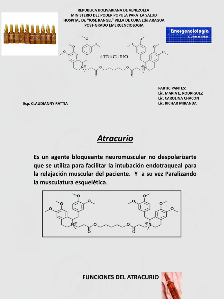 Presentación Atracurio | PDF | Tratamientos médicos | Farmacología