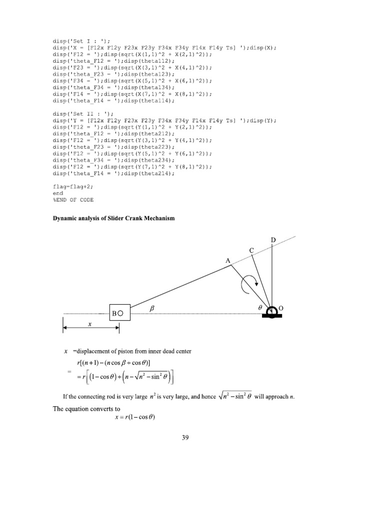 Dynamic Analysis of Slider Crank Mechanism PDF | PDF