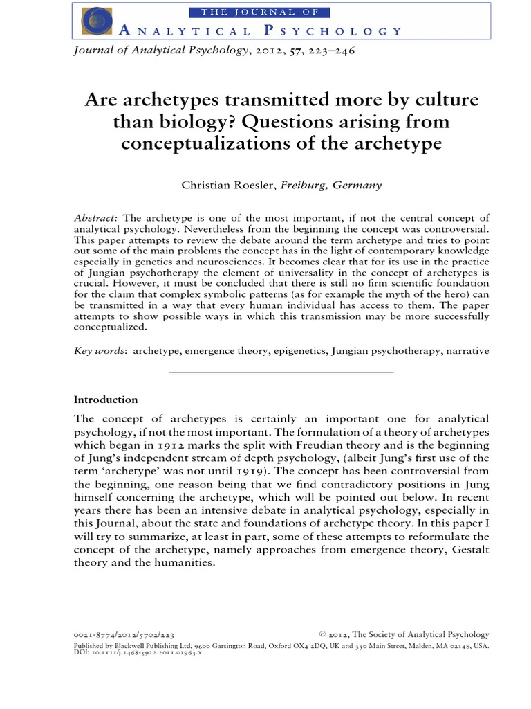 Archetypes - Culture and Biology PDF | PDF | Analytical Psychology ...