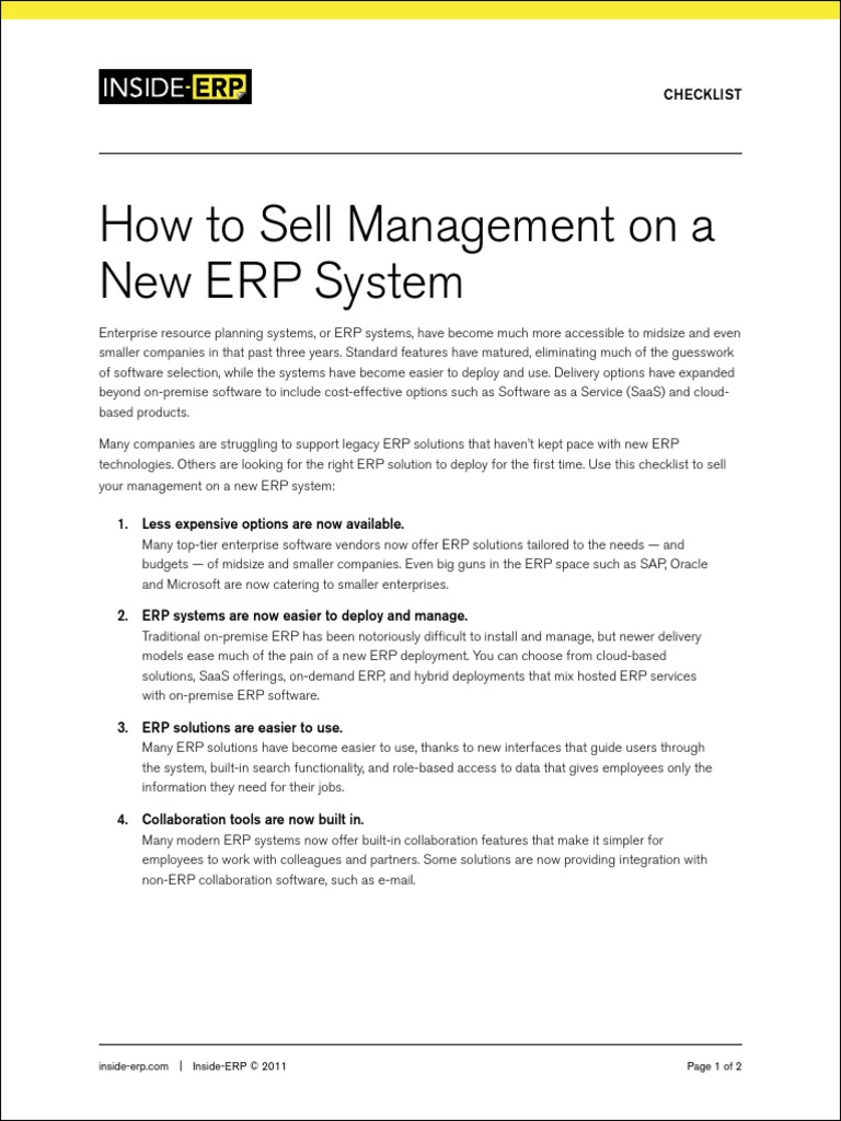 6 Reasons To Move To A New Erp System | PDF | Enterprise Resource ...