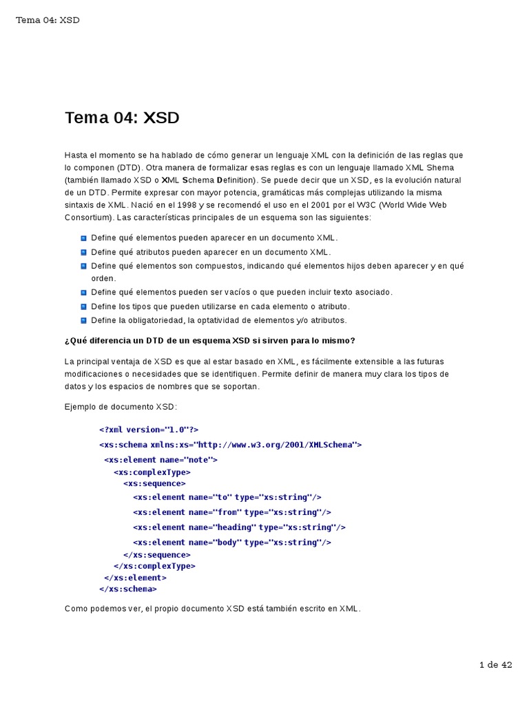 Guía Completa de XSD y Espacios de Nombres XML | PDF | Xml | Estándares ...