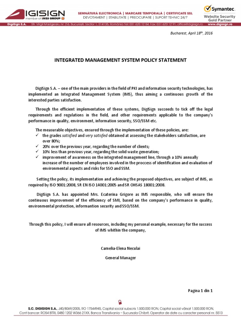 IMS Policy | PDF