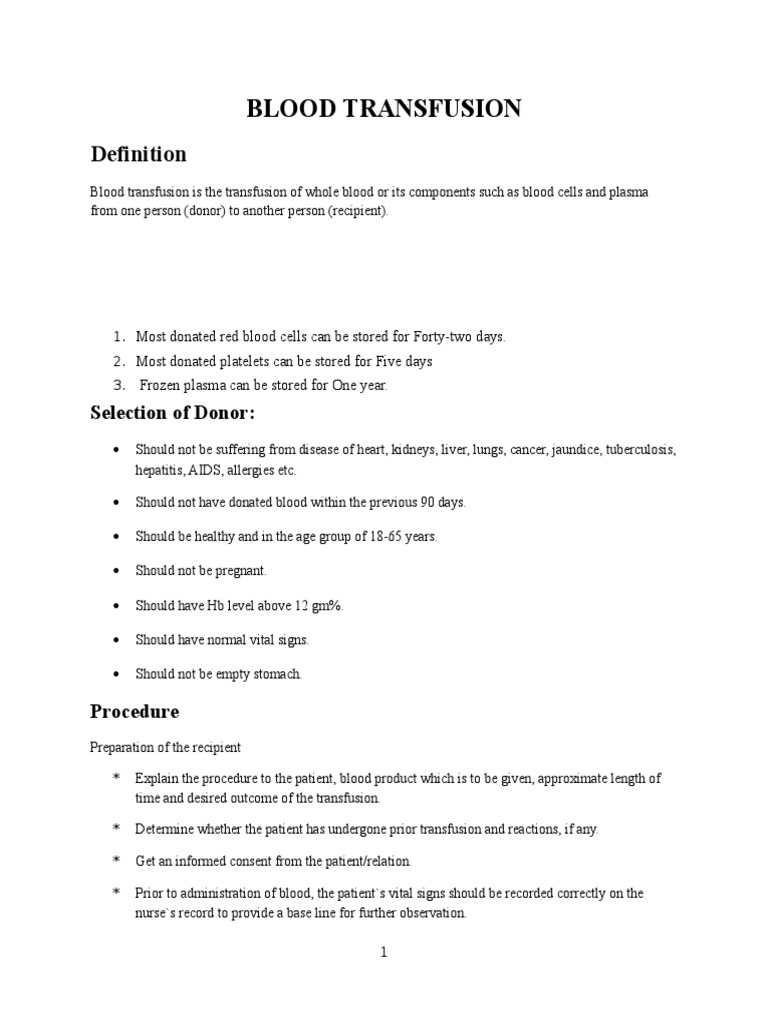 Blood Transfusion CONTENT | PDF | Blood Transfusion | Intravenous Therapy