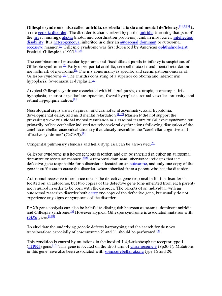 A Comprehensive Review of Gillespie Syndrome: Characteristics, Genetics ...