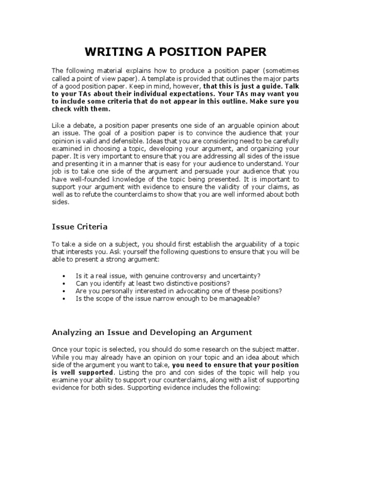 Ch2unit1lesson1 POSITION PAPER GUIDELINES | PDF | Argument | Idea