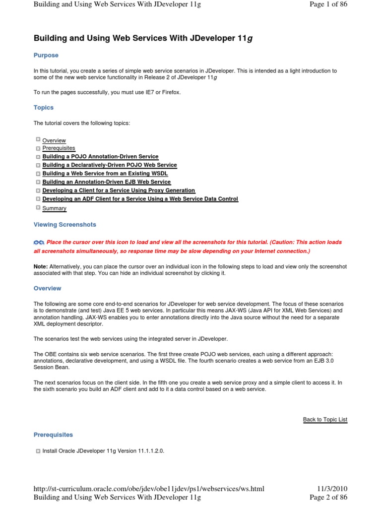 Building And Using Web Services With Jdeveloper 11g Pdf Enterprise Java Beans Web Service 3235