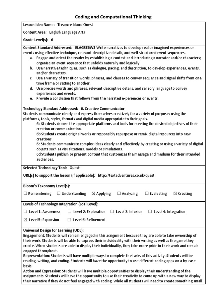 13 Coding Lesson Idea Template | PDF | Video Games | Narrative